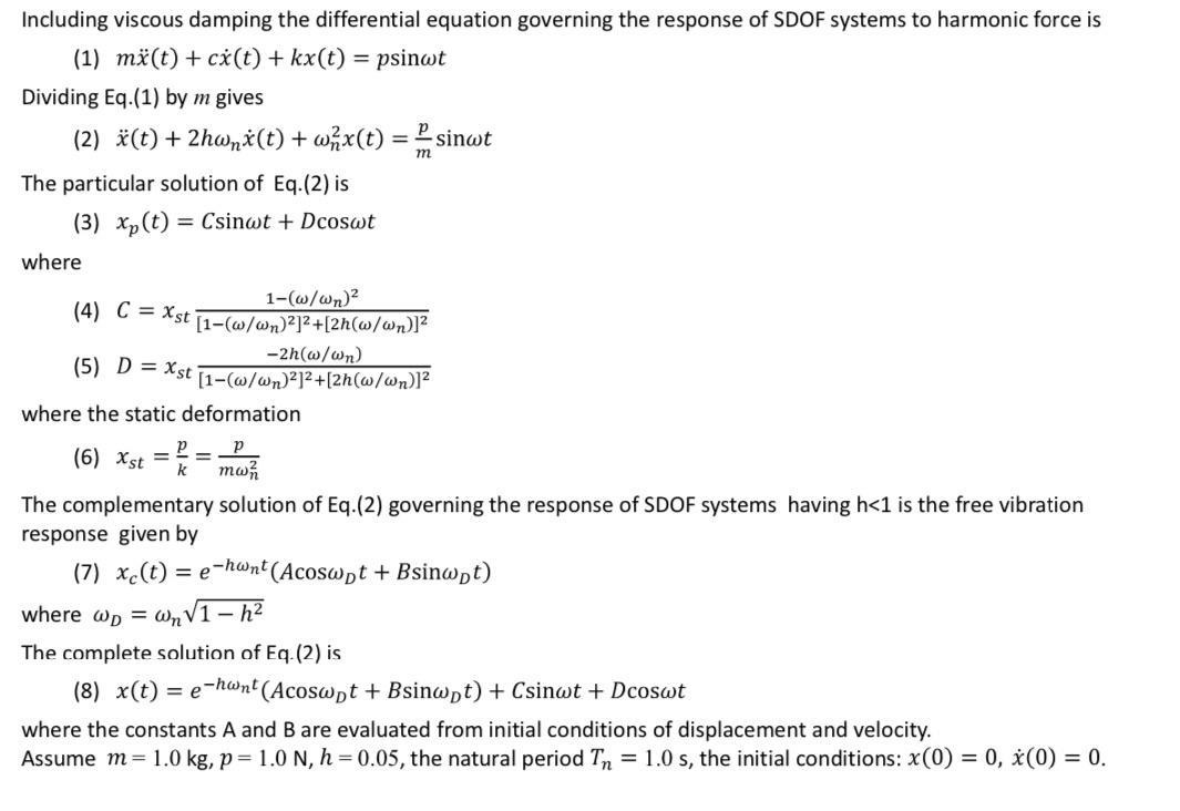 Solved Including viscous damping the differential equation | Chegg.com