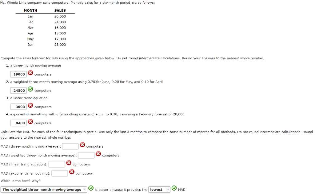 Solved 1s. Winnie Lin's company sells computers. Monthly | Chegg.com