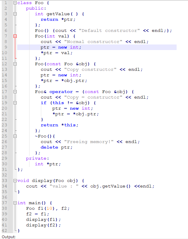 Solved TE HTT }; = 14 HT class Foo { 2 public: 3 int | Chegg.com