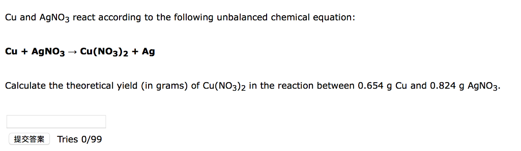 Solved Cu and AgNO3 react according to the following | Chegg.com