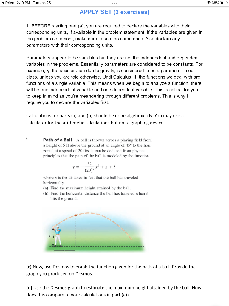 Solved Drive 2:19 PM Tue Jan 25 38% APPLY SET (2 exercises) | Chegg.com