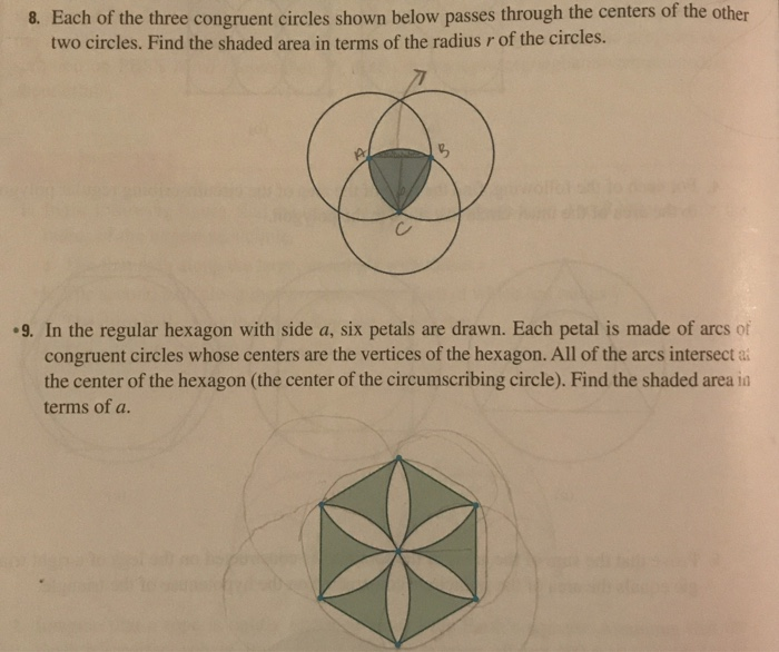 Solved each of the three congruent circles show below passes | Chegg.com