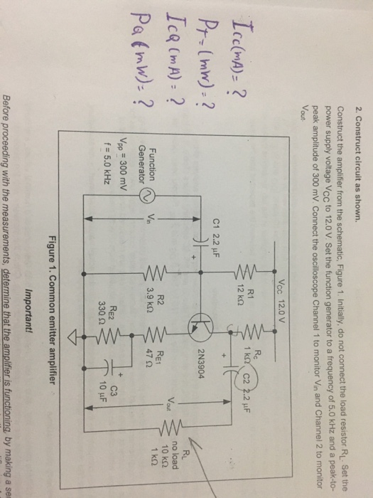 Solved 2. Construct circuit as shown Construct the amplifier | Chegg.com