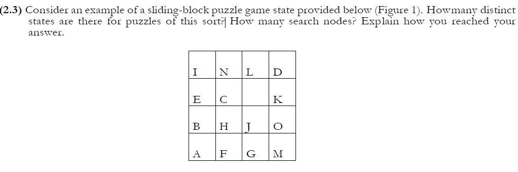 Solved (2.3) Consider an example of a sliding-block puzzle | Chegg.com