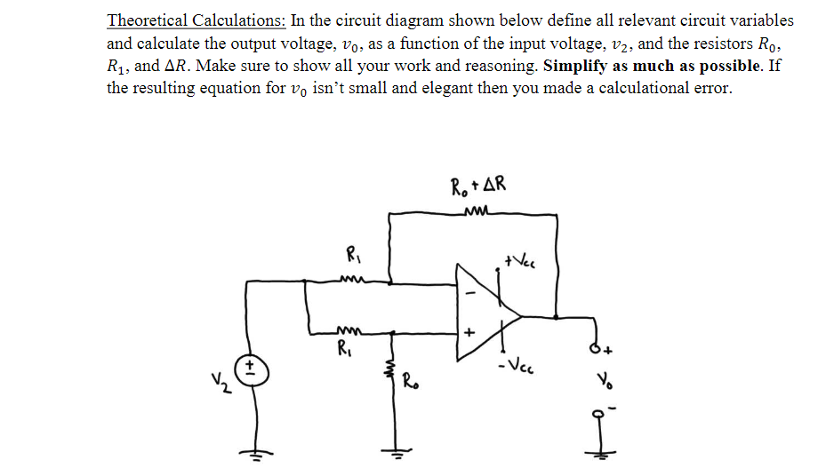 Solved Theoretical Calculations. In the circuit diagram | Chegg.com
