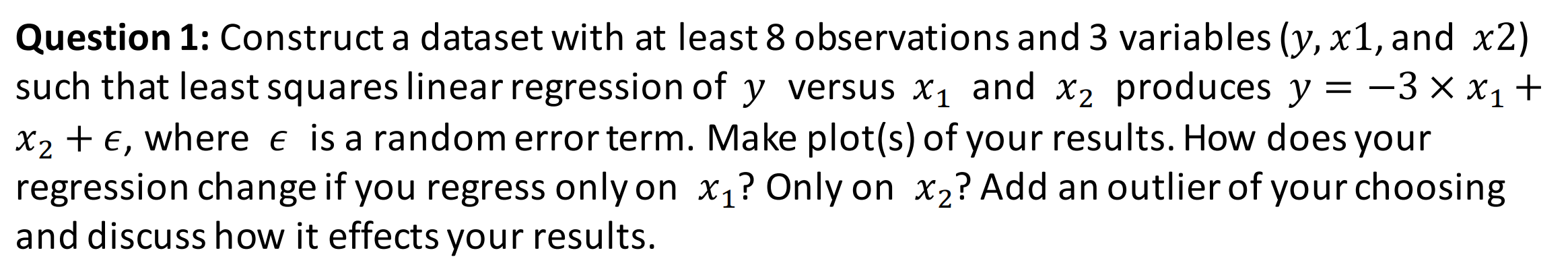 Solved X1 Question 1: Construct a dataset with at least 8 | Chegg.com
