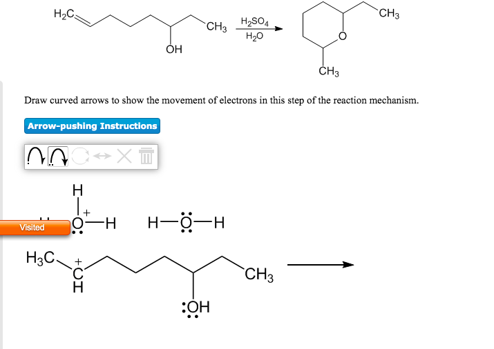 Solved H2C CH3 CH3 H2SO4 H20 OH CH3 Draw curved arrows to | Chegg.com