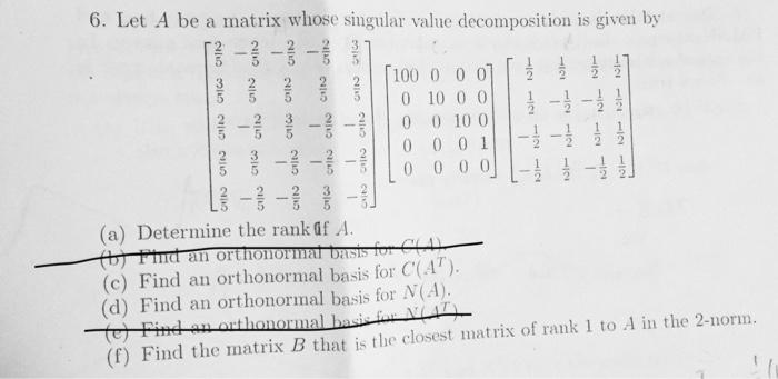 Solved 6. Let A be a matrix whose singular value | Chegg.com