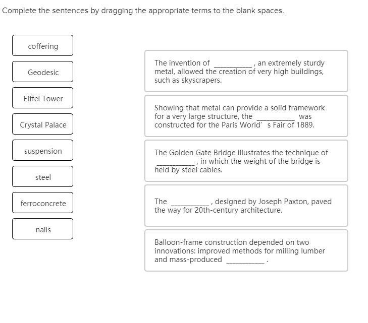 Solved Complete the sentences by dragging the appropriate | Chegg.com