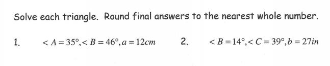 Solved Solve each triangle. Round final answers to the | Chegg.com
