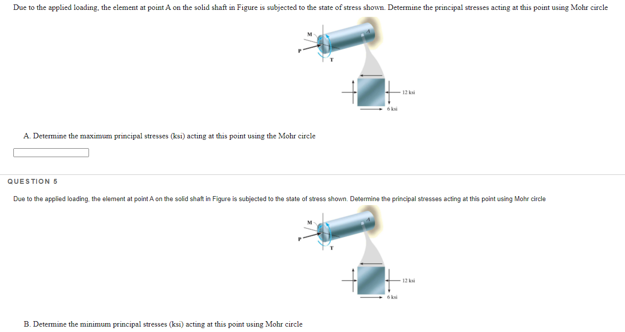 Solved Due to the applied loading, the element at point A on | Chegg.com