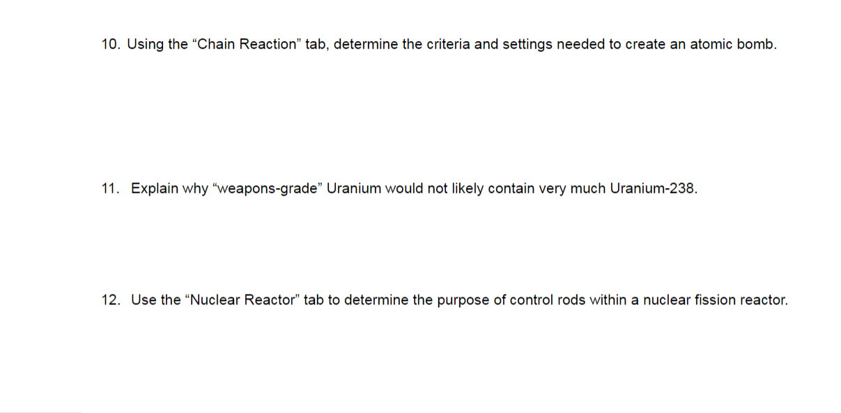 Solved 10. Using the “Chain Reaction” tab, determine the | Chegg.com