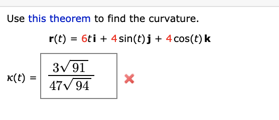 Solved Use this theorem to find the curvature. r(t) = 6ti + | Chegg.com