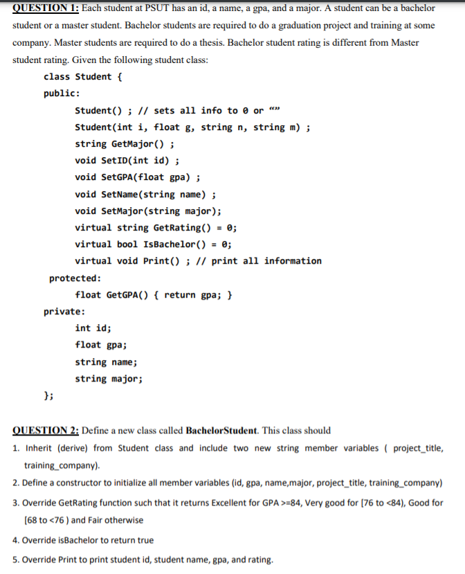 Solved QUESTION 3: Define a new class called MasterStudent. | Chegg.com