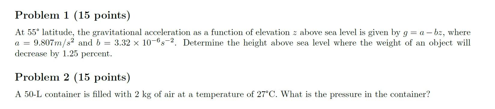 Solved Problem 1 (15 points) At 55∘ latitude, the | Chegg.com