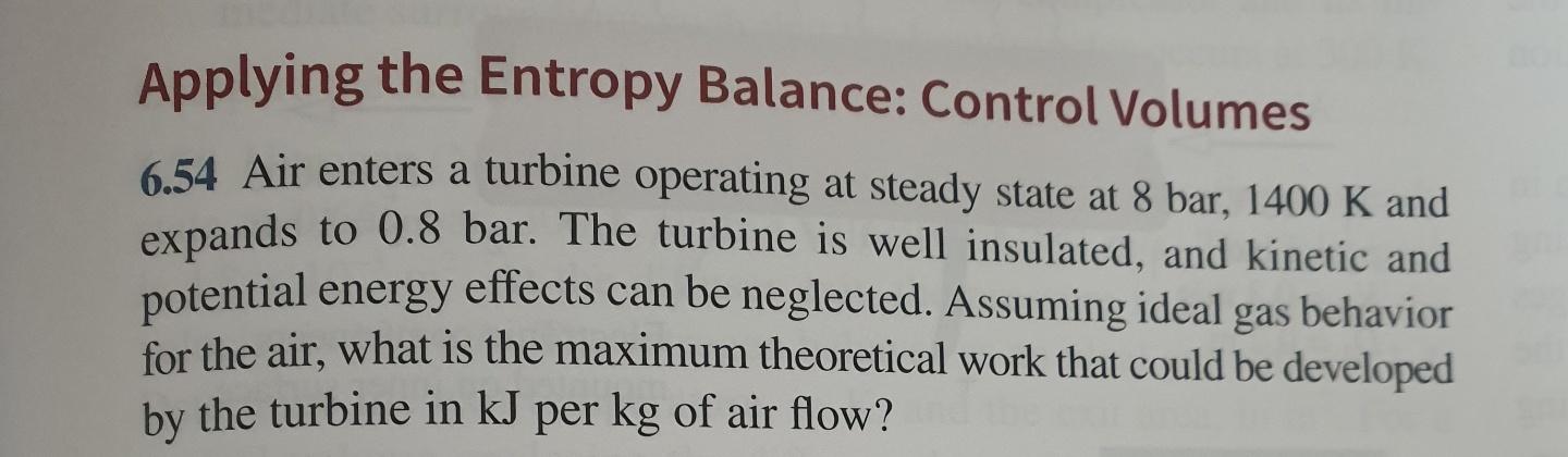 Solved Applying the Entropy Balance: Control Volumes 6.54 | Chegg.com