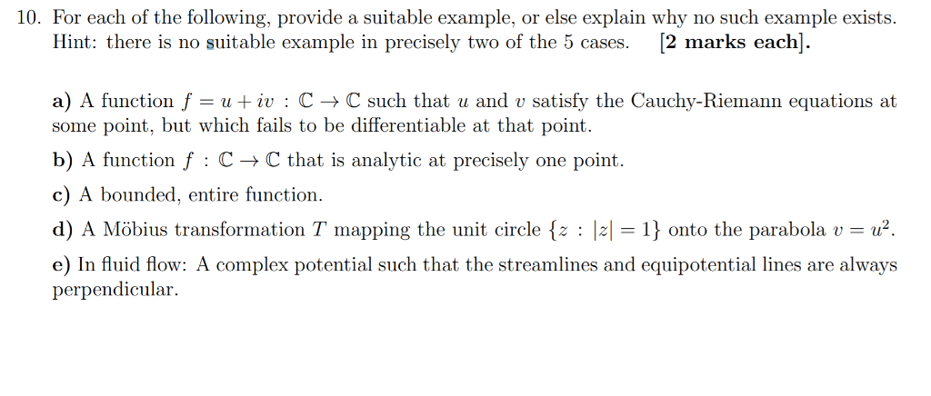 Solved 10. For each of the following, provide a suitable | Chegg.com
