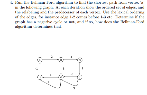 (Solved) : 4 Run Bellman Ford Algorithm Find Shortest Path Vertex ... (Solved) : 4 Run Bellman Ford Algorithm Find Shortest Path Vertex ...