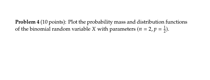 Solved Problem 4 (10 points): Plot the probability mass and | Chegg.com
