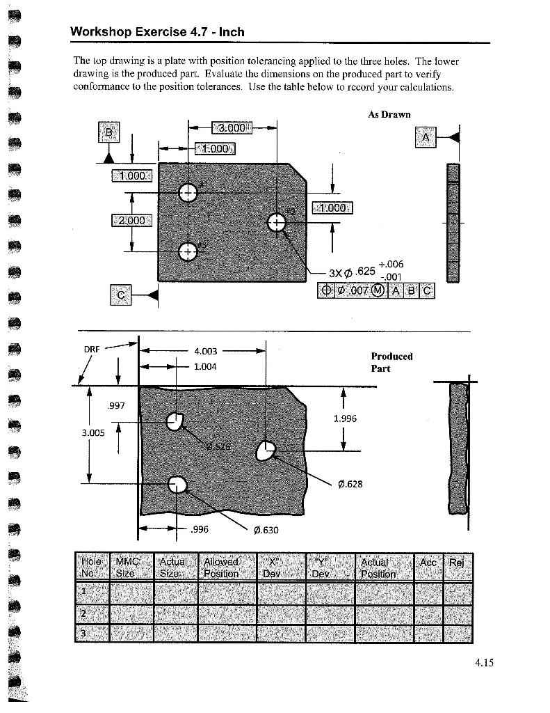 Solved The top drawing is a plate with position tolerancing | Chegg.com