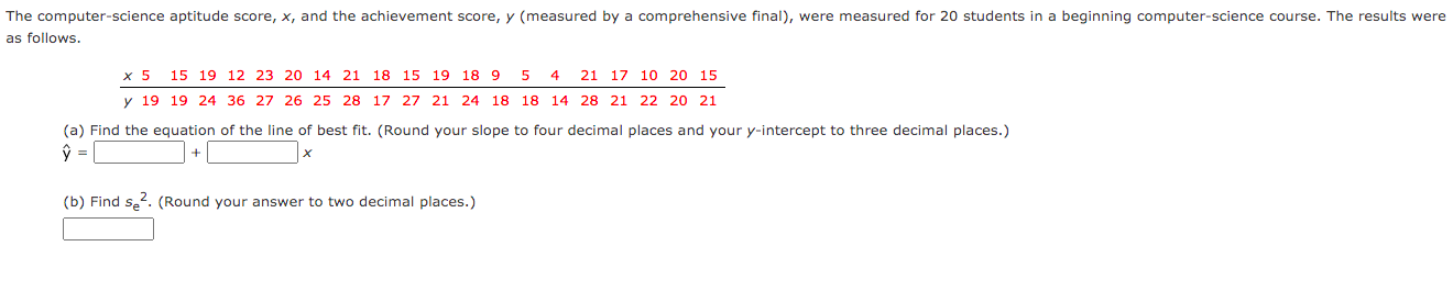 Solved The computer science aptitude score, x, and the | Chegg.com