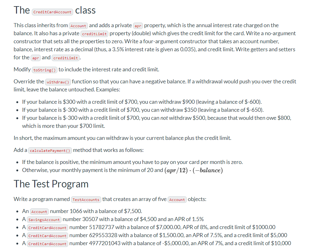 Solved The class Account Create a class named Account, which | Chegg.com