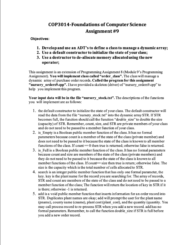 Solved COP3014-Foundations of Computer Science Assignment #9 | Chegg.com