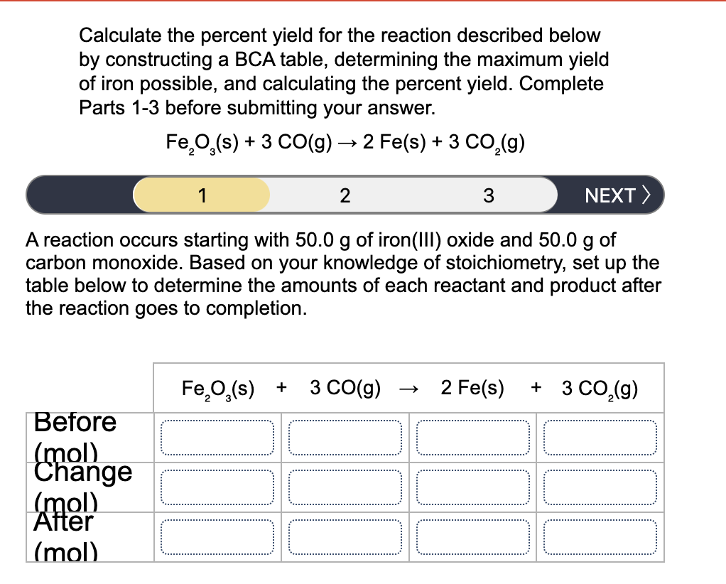 Solved Calculate the percent yield for the reaction | Chegg.com