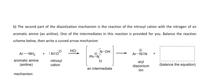 Solved b) The second part of the diazotization mechanism is | Chegg.com