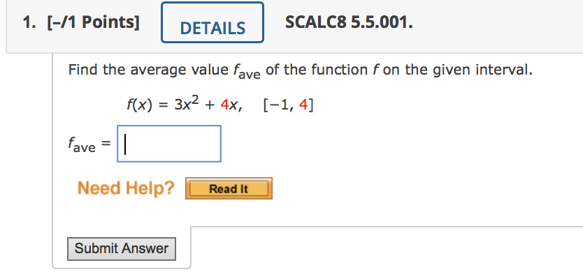 Solved 1. [-/1 Points] DETAILS SCALC8 5.5.001. Find the | Chegg.com
