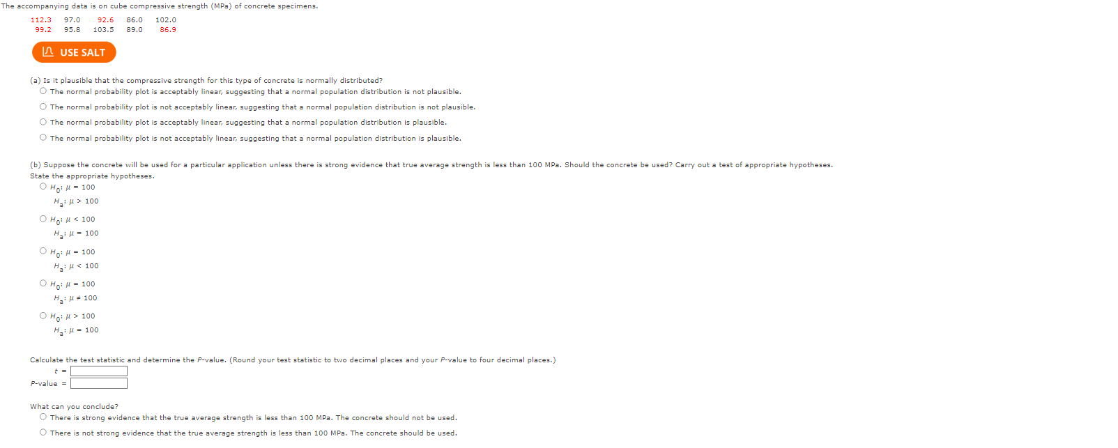 Solved e accompanying data is on cube compressive strength | Chegg.com