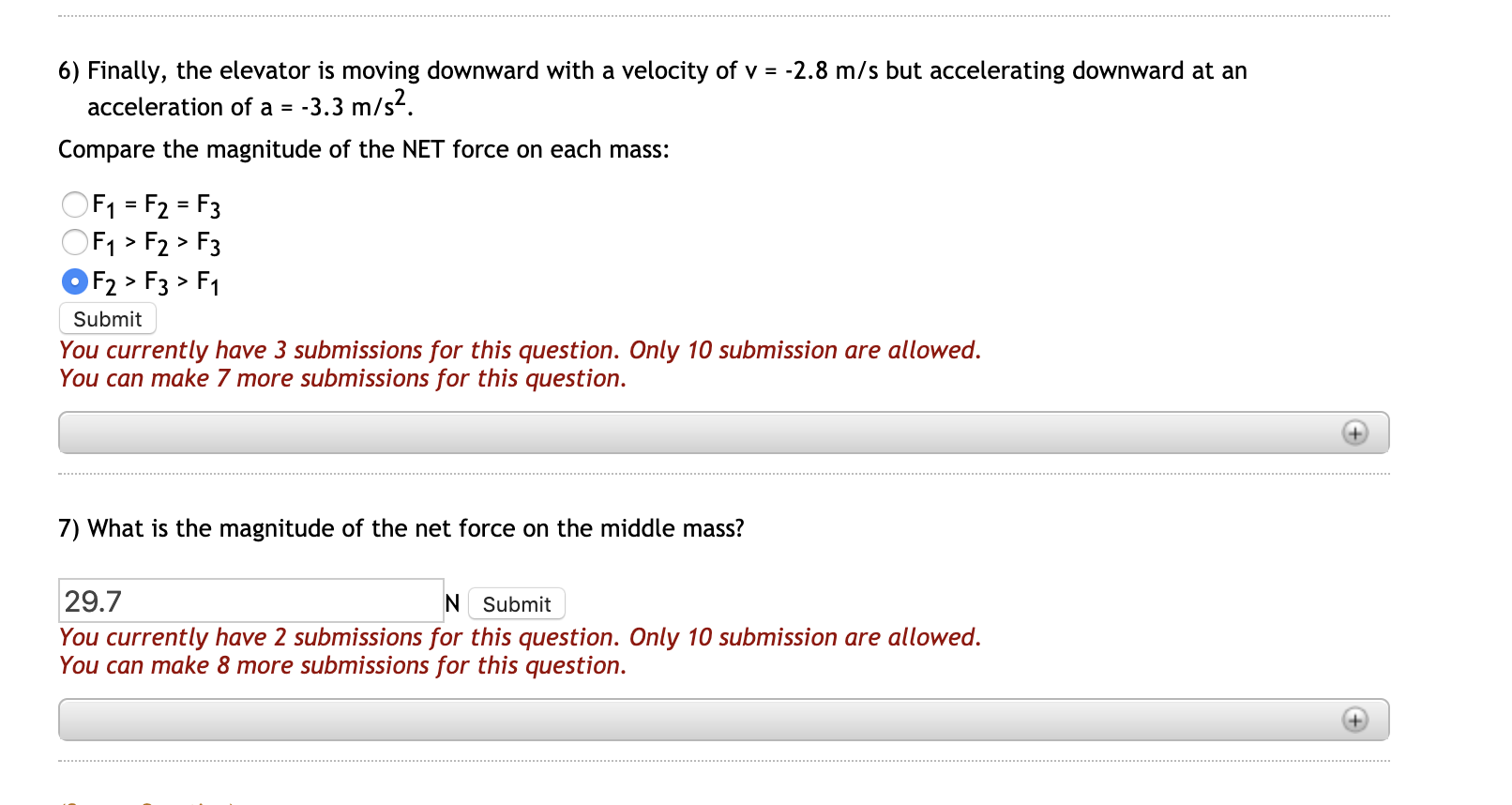 Solved m A single mass (m1 = 3 kg) hangs from a spring in a | Chegg.com