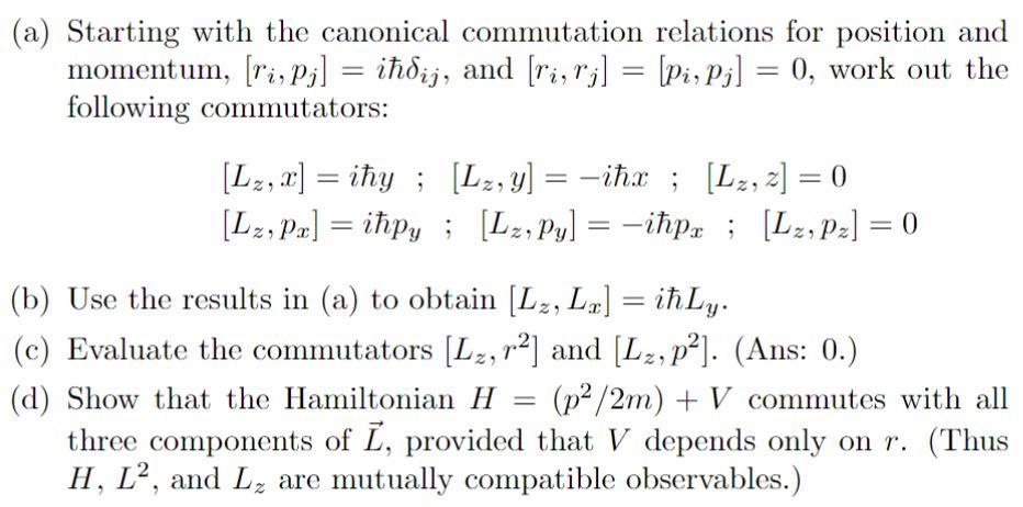 Solved A Starting With The Canonical Commutation Relations