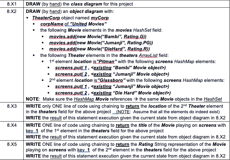 8.X1 8.X2 DRAW (by hand) the class diagram for this | Chegg.com