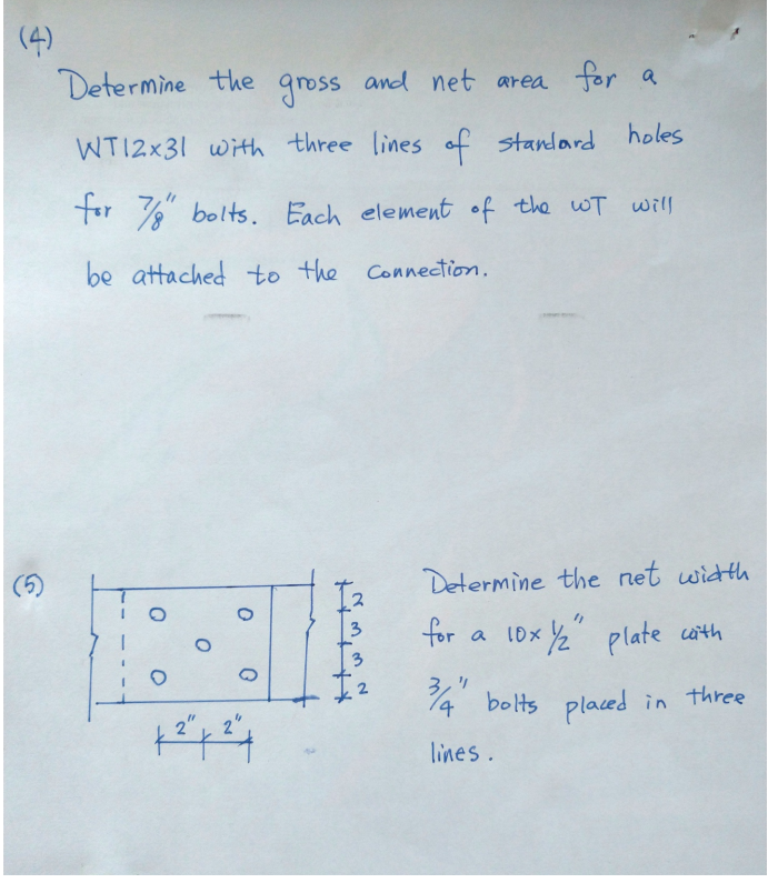 Solved (4) Determine the gross and net area for a WT12x31 | Chegg.com