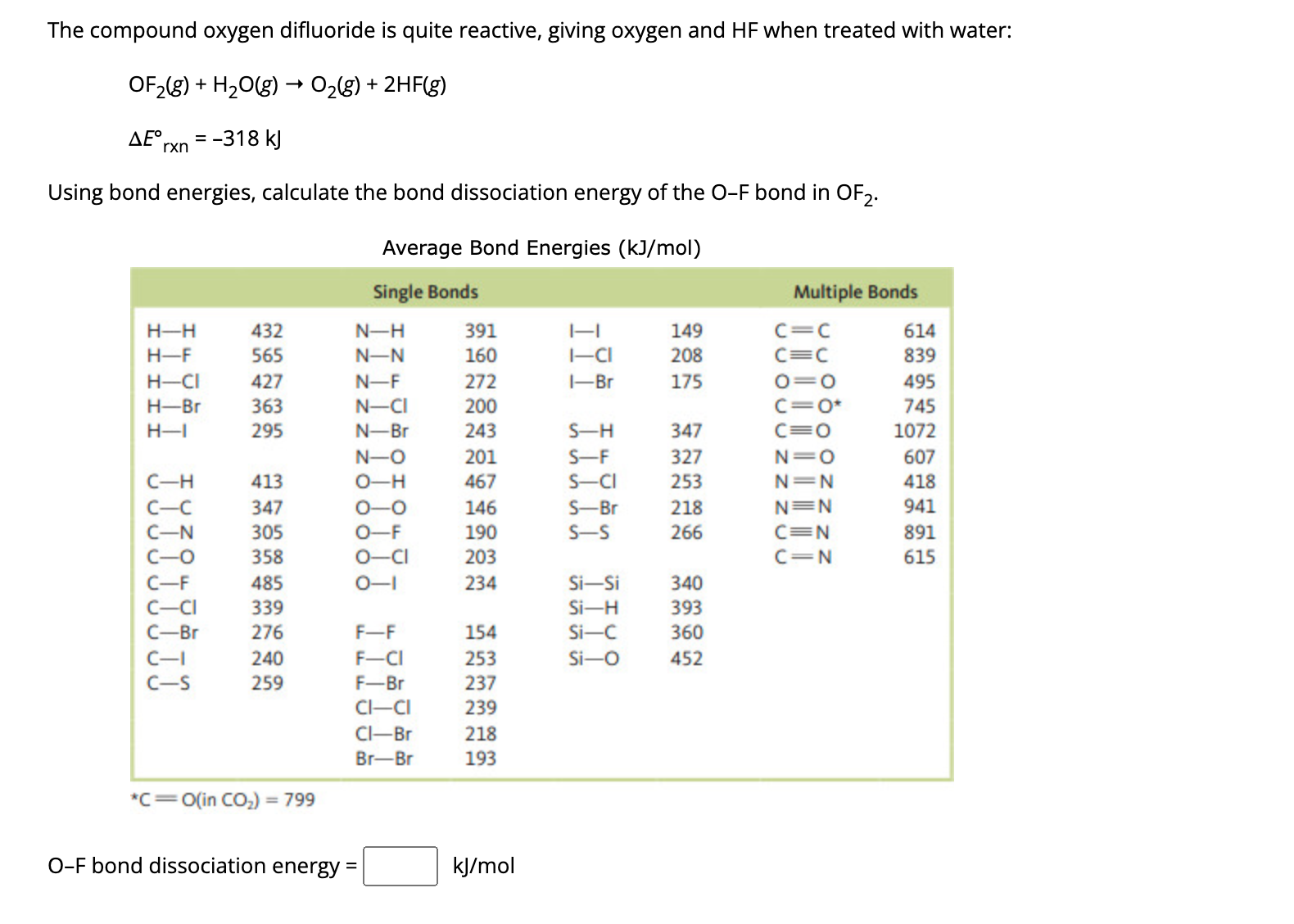 Solved The compound oxygen difluoride is quite reactive, | Chegg.com
