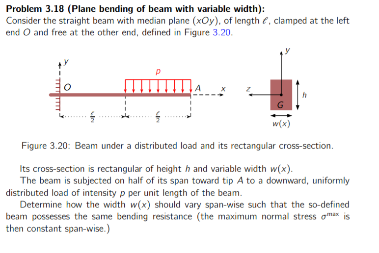 Solved Problem 3.18 (Plane bending of beam with variable | Chegg.com