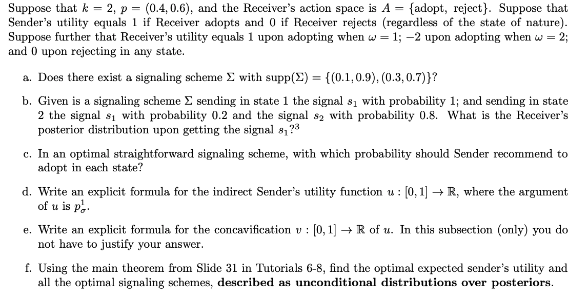 Using the main theorem (attached) , find the optimal | Chegg.com