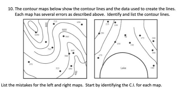 Solved 10. The contour maps below show the contour lines and | Chegg.com