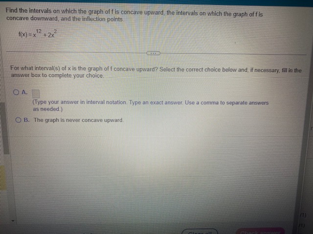 Solved Find the intervals on which the graph of f is concave | Chegg.com