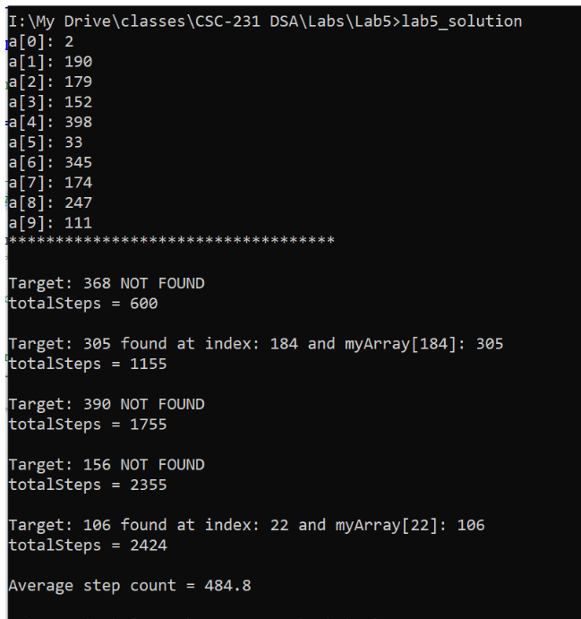 Solved Lab-5 - find stepCount of a function and keep a | Chegg.com