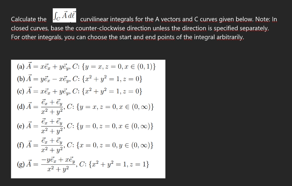 Solved So łał Calculate the curvilinear integrals for the A | Chegg.com