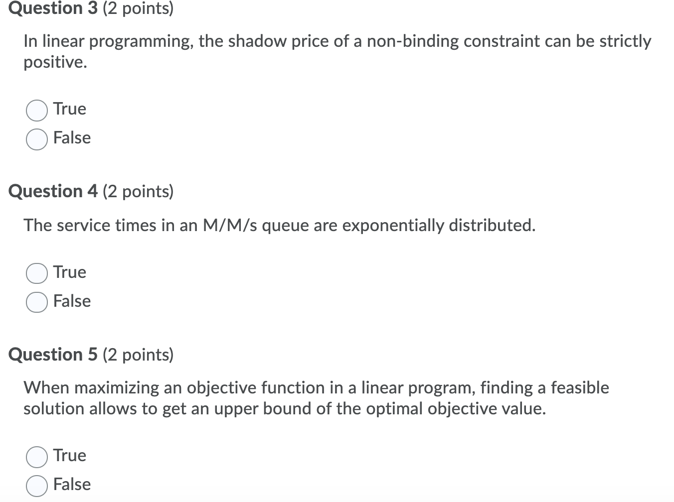 Solved Question 3 (2 points) In linear programming, the | Chegg.com