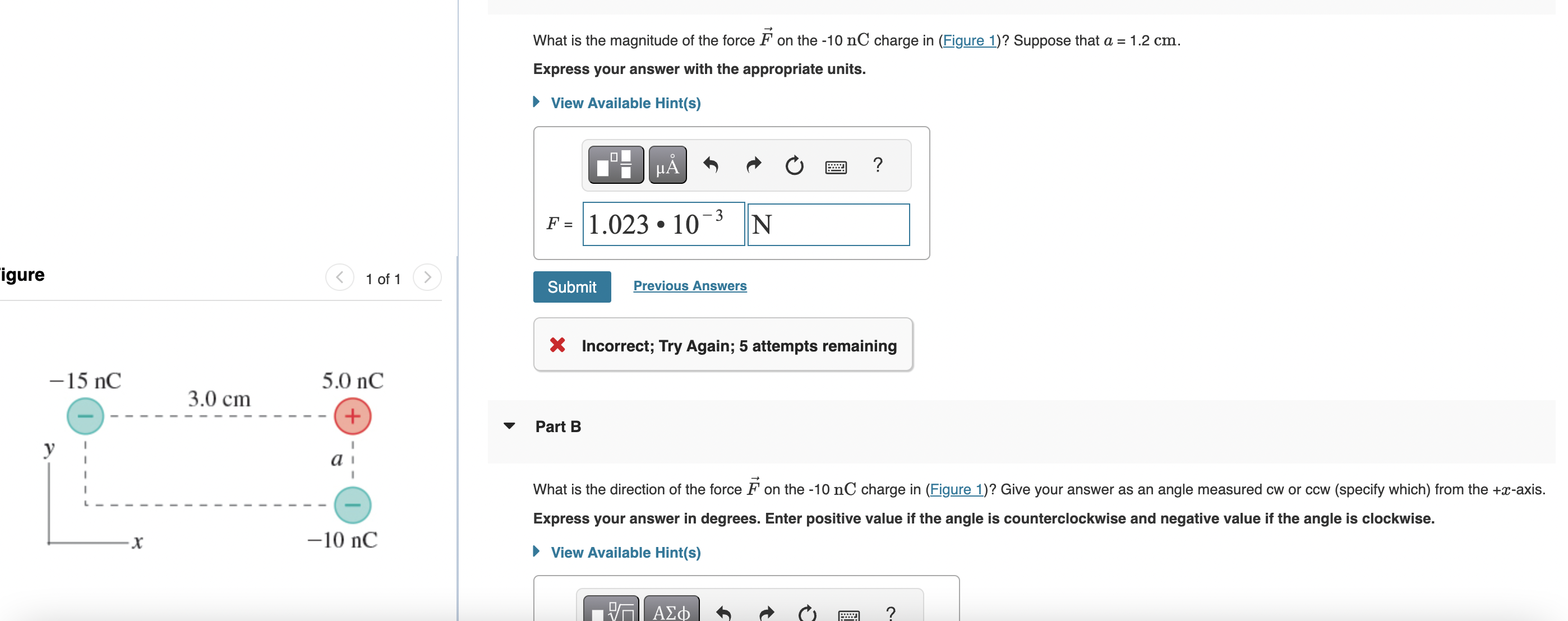 Solved What is the magnitude of the force vec(F) ﻿on the -10 | Chegg.com