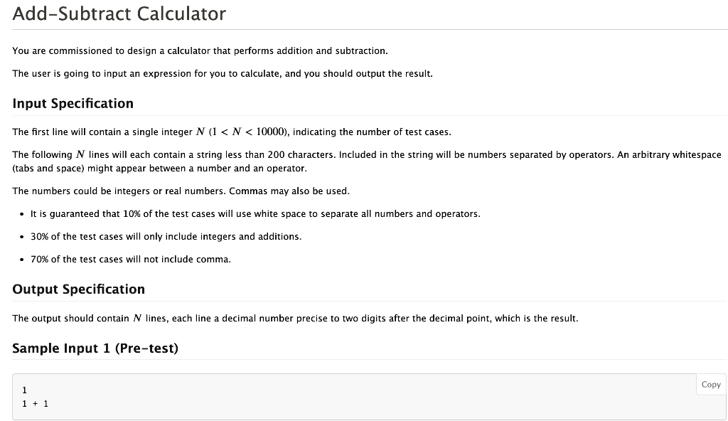 Solved Add-Subtract Calculator You are commissioned to | Chegg.com