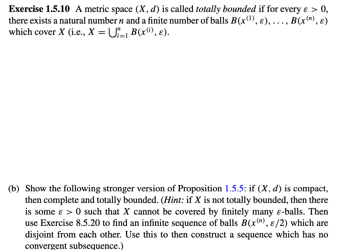 Solved Exercise 1.5.10 ﻿A metric space (x,d) ﻿is called | Chegg.com