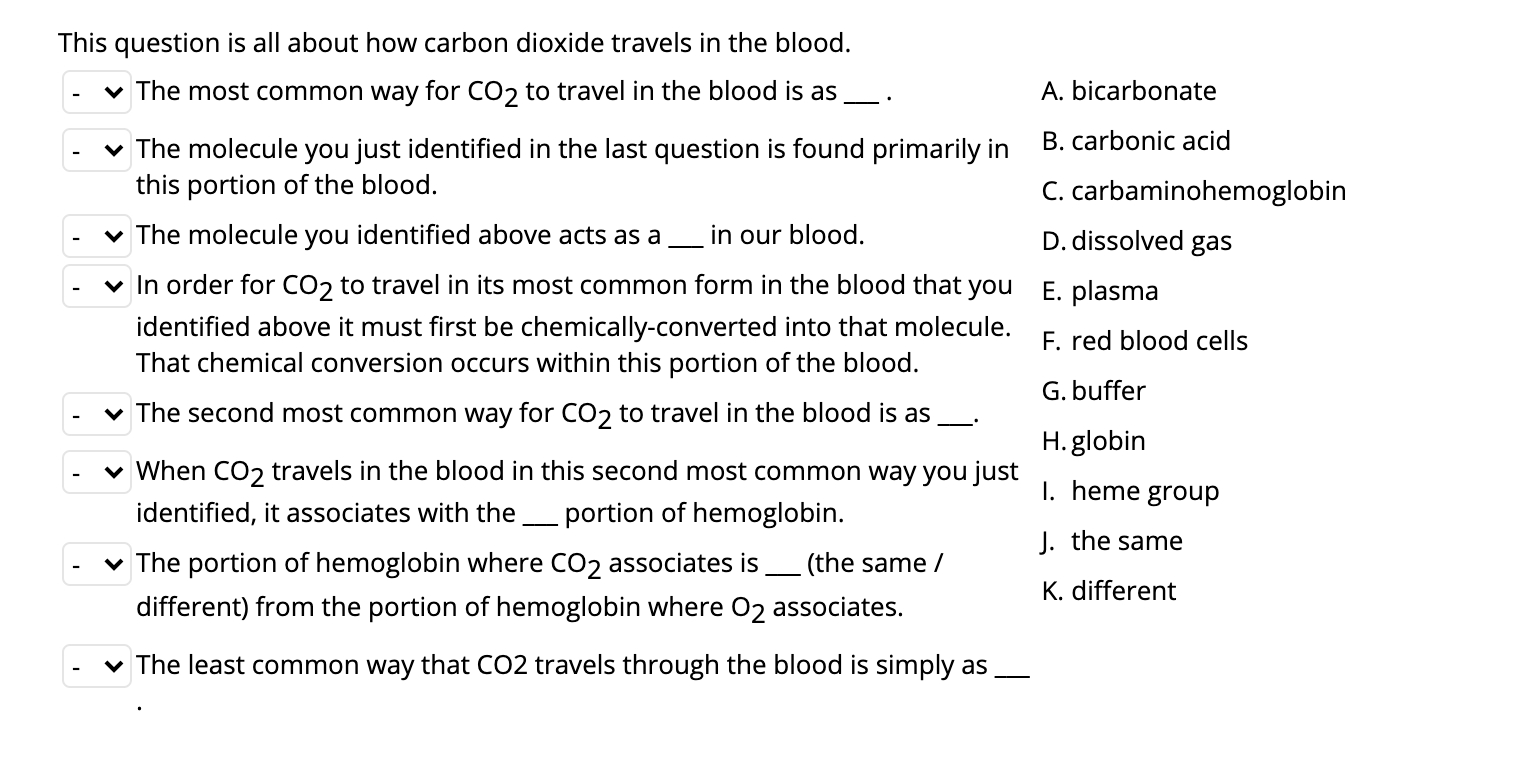 Solved A. bicarbonate B. carbonic acid C. | Chegg.com