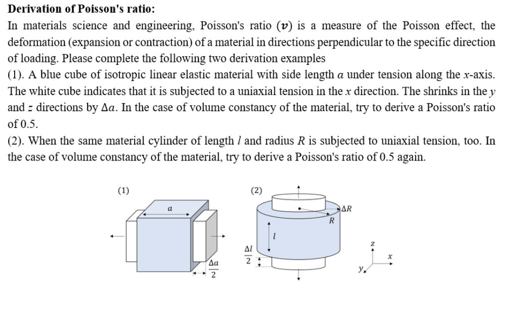 Solved You should derive the Poisson's ratio as 0.5 for both | Chegg.com
