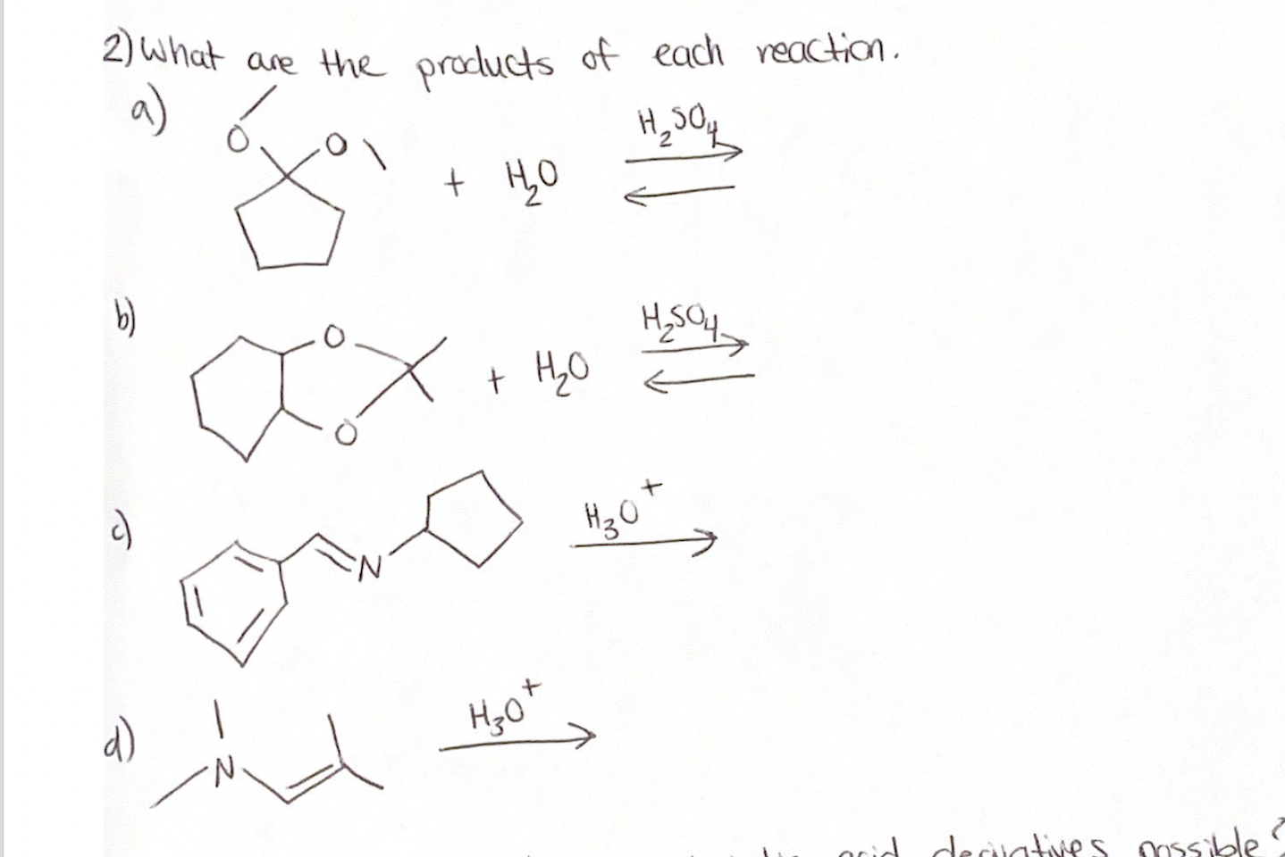 Solved 2) What are the products of each reaction. a) b) c) | Chegg.com