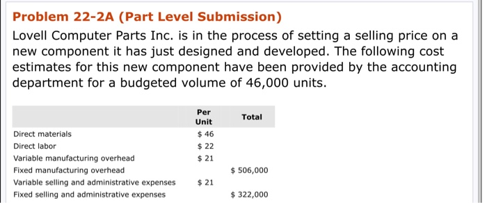 Solved Problem 22-2A (Part Level Submission) Lovell Computer | Chegg.com